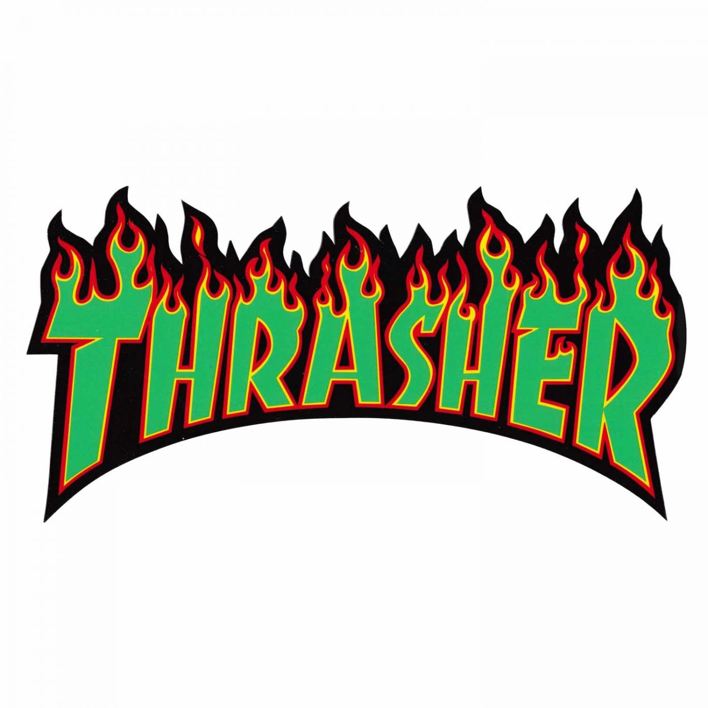 Thrasher Magazine Flames Sticker Large 3" x 6" Green - CalStreets